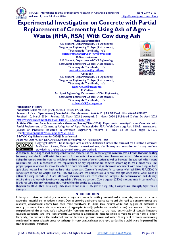 (PDF) Experimental Investigation on Concrete with Partial Replacement of Cement by Using Ash of ...