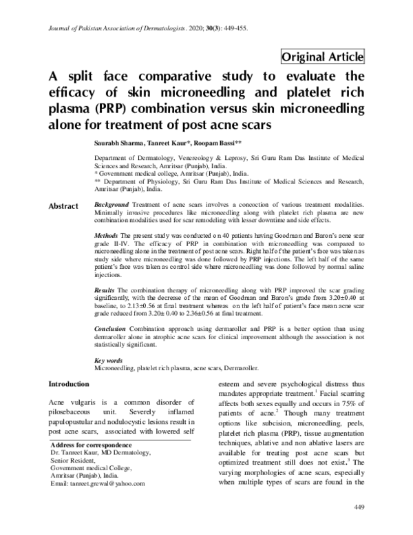 (PDF) A split face comparative study to evaluate the efficacy of skin ...