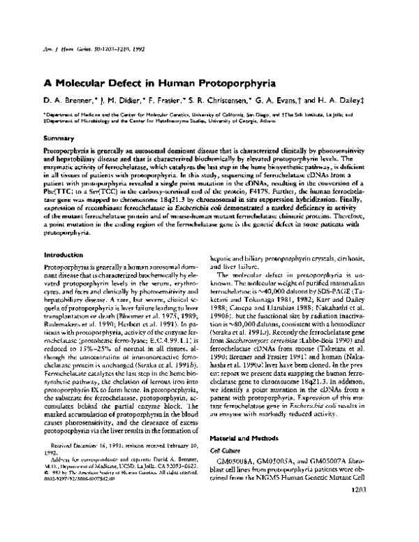 (PDF) A molecular defect in human protoporphyria