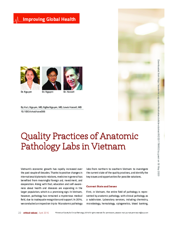 (PDF) Quality Practices of Anatomic Pathology Labs in Vietnam