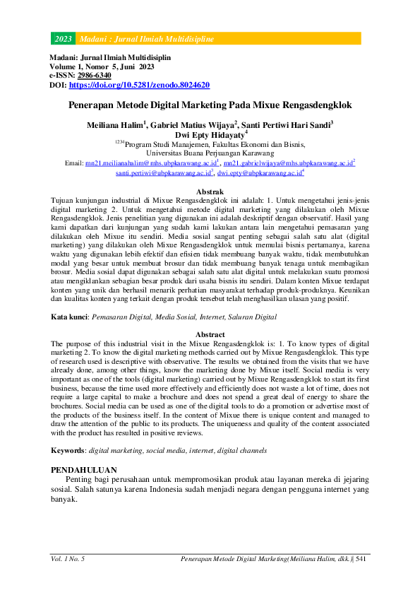 (PDF) Penerapan Metode Digital Marketing Pada Mixue Rengasdengklok