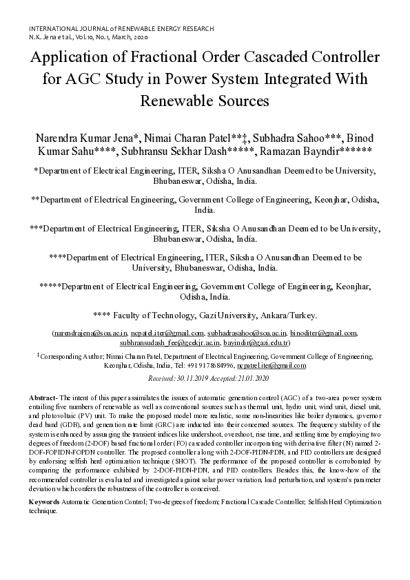 (PDF) Application of Fractional Order Cascaded Controller for AGC Study ...