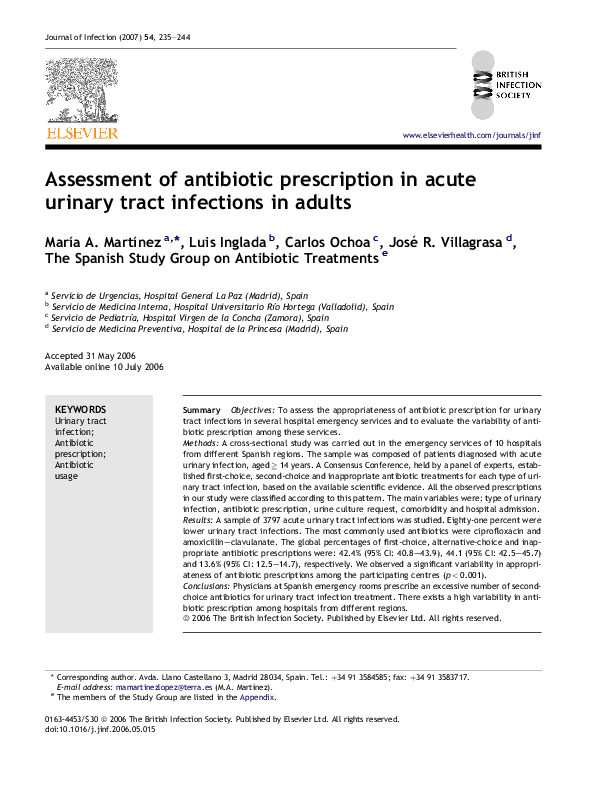 (PDF) Assessment of antibiotic prescription in acute urinary tract ...