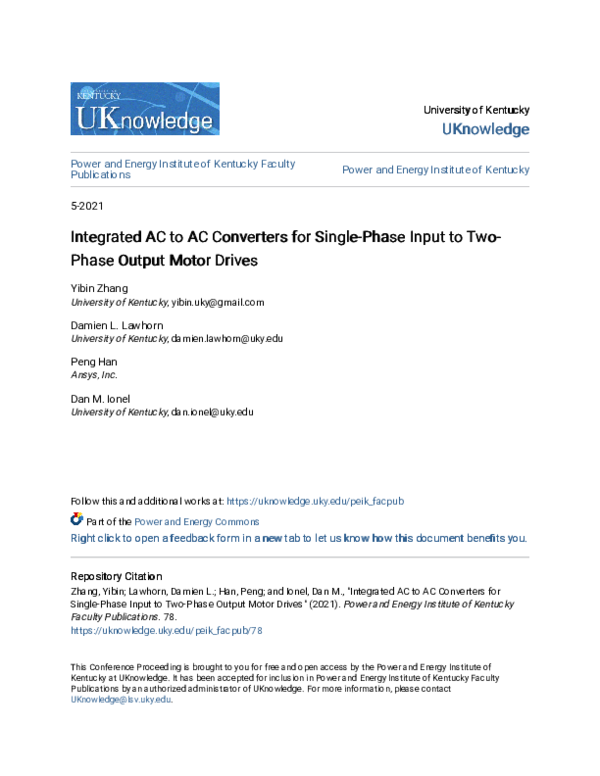 (PDF) Integrated AC to AC Converters for Single-phase Input to Two ...