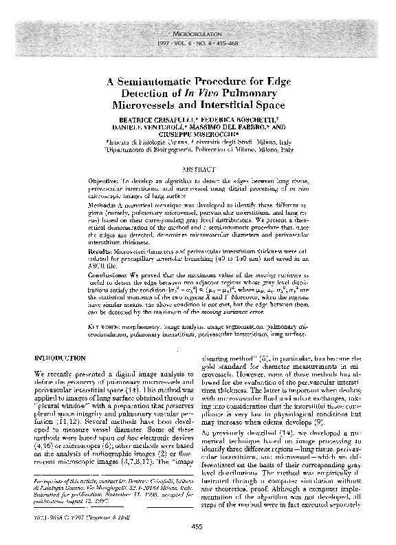 (PDF) A Semiautomatic Procedure for Edge Detection ofIn VivoPulmonary ...