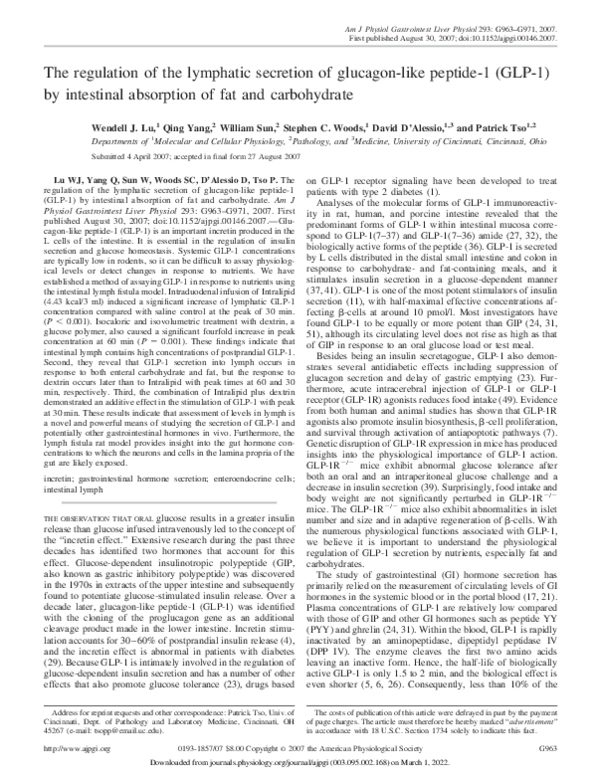 (PDF) The regulation of the lymphatic secretion of glucagon-like ...