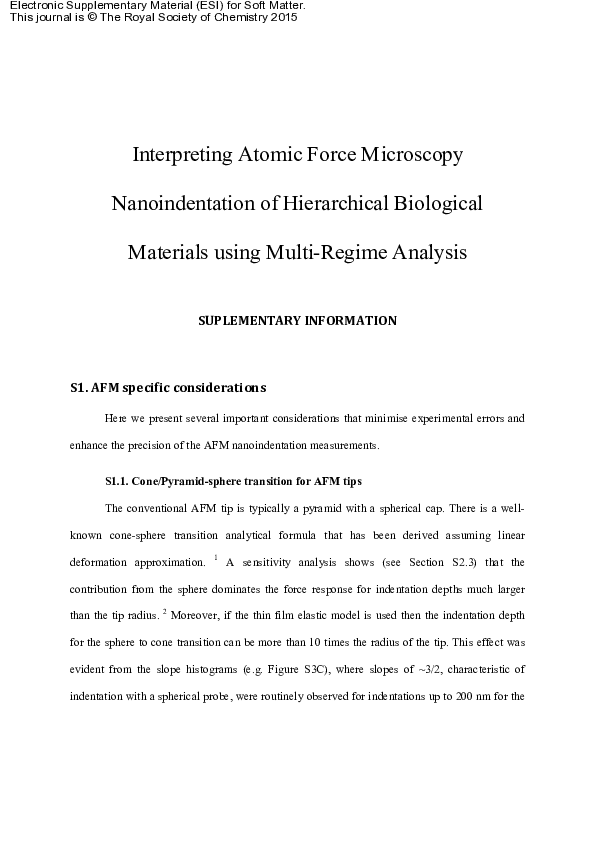 (PDF) Interpreting atomic force microscopy nanoindentation of hierarchical biological materials ...