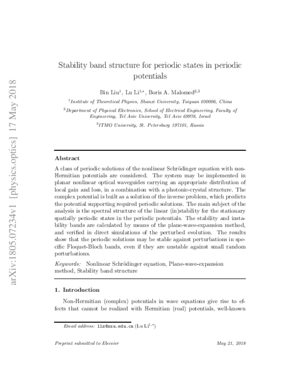 (PDF) Stability band structure for periodic states in periodic potentials