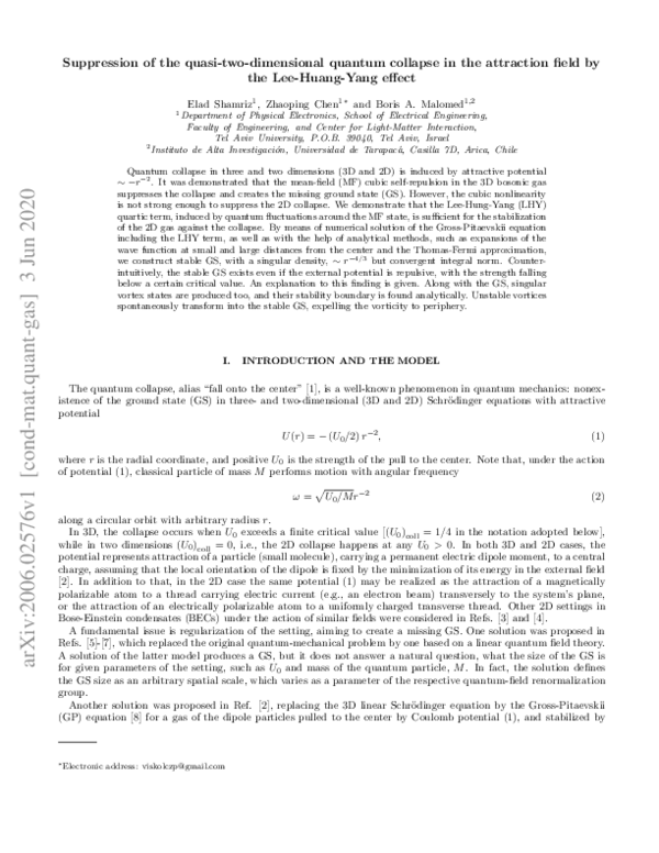 (PDF) Suppression of the quasi-two-dimensional quantum collapse in the attraction field by the ...
