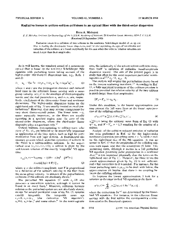 (PDF) Radiative losses in soliton-soliton collisions in an optical ...