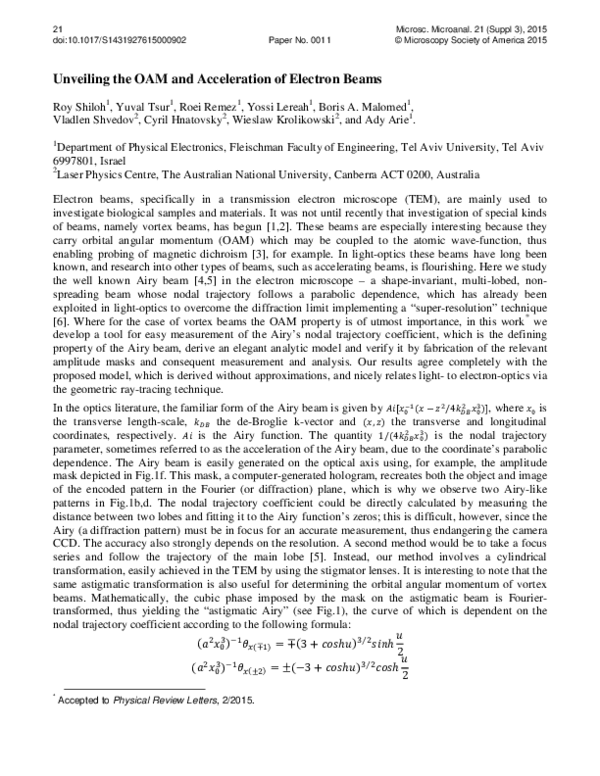(PDF) Unveiling the OAM and Acceleration of Electron Beams