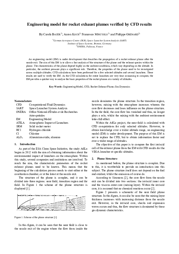 (PDF) Engineering model for rocket exhaust plumes verified by CFD results