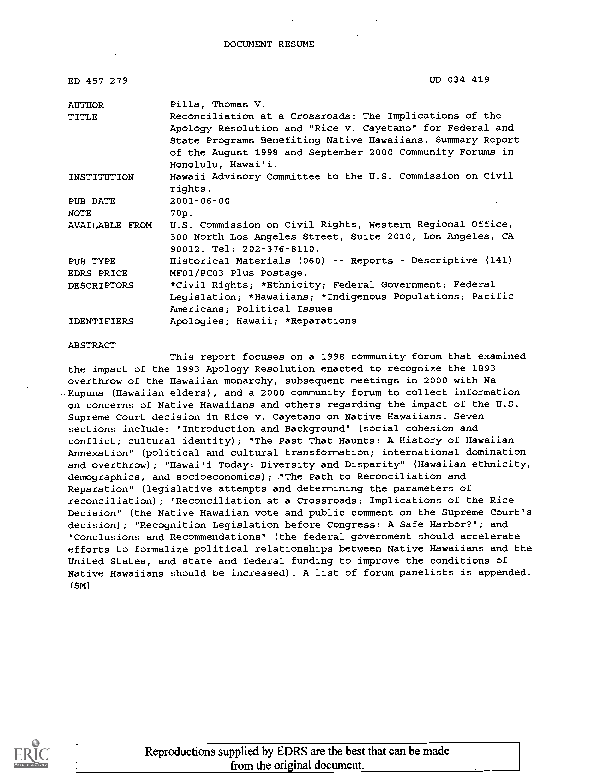 (PDF) Reconciliation at a Crossroads: The Implications of the Apology ...