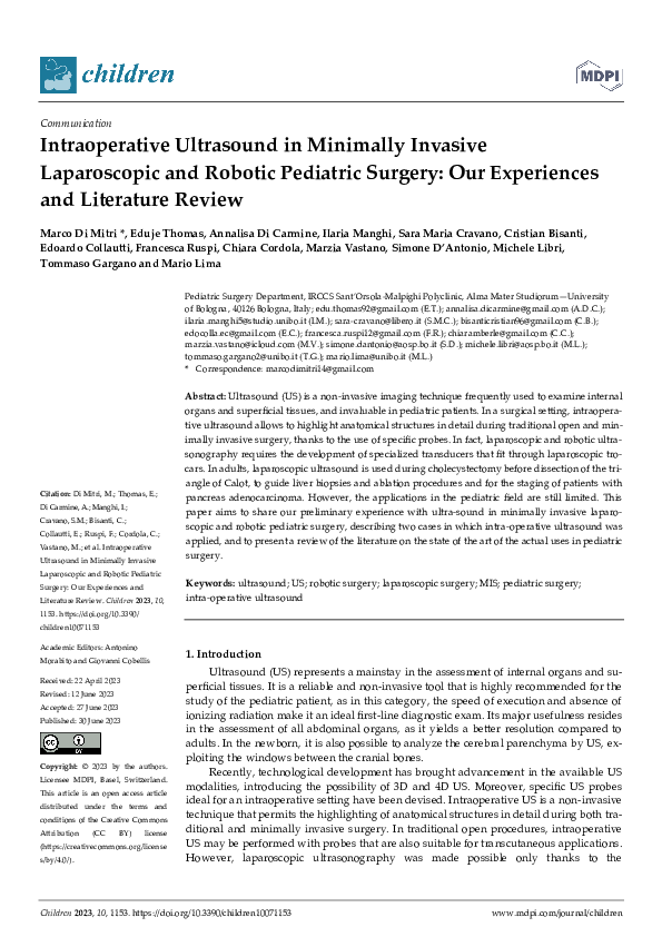(PDF) Intraoperative Ultrasound in Minimally Invasive Laparoscopic and ...