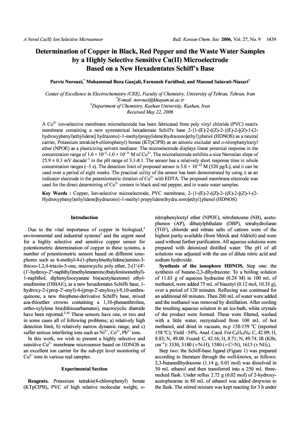 (PDF) Cu(II) Detection in Food and Wastewater Samples
