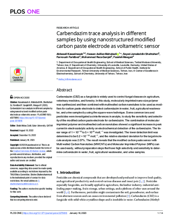 (PDF) Carbendazim trace analysis in different samples by using ...