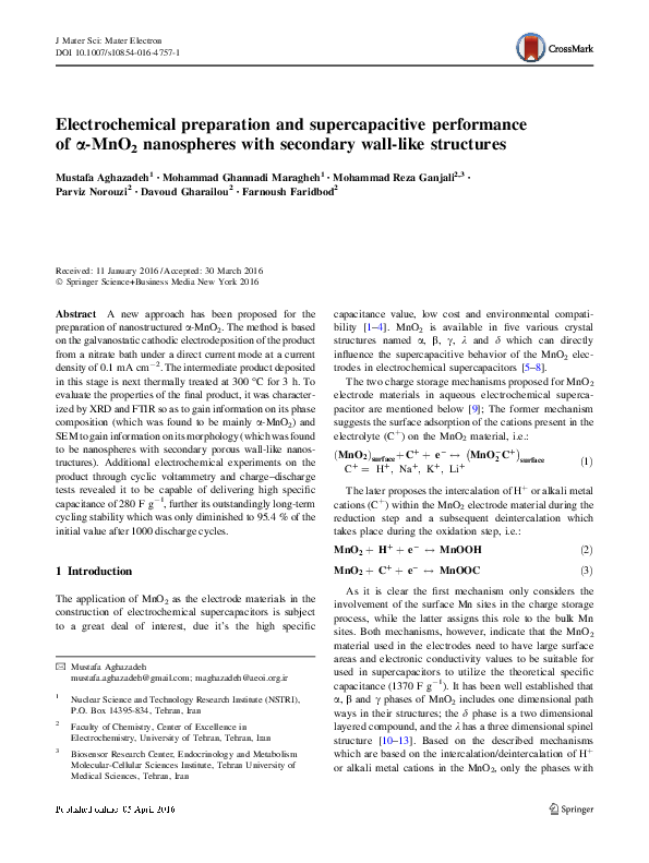 (PDF) Electrochemical preparation and supercapacitive performance of α ...