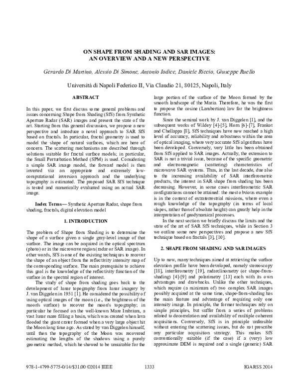 (PDF) On shape from shading and SAR images: An overview and a new perspective