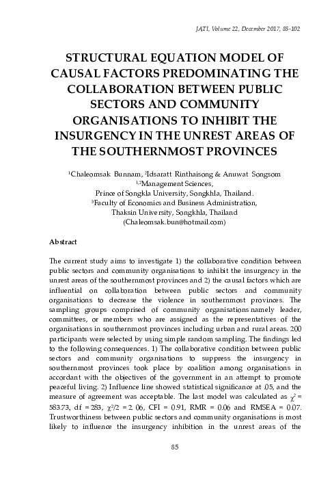 (PDF) Structural Equation Model of Causal Factors Predominating the Collaboration Between Public ...