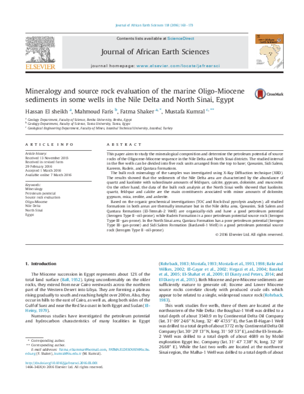 (PDF) Mineralogy and source rock evaluation of the marine Oligo-Miocene ...