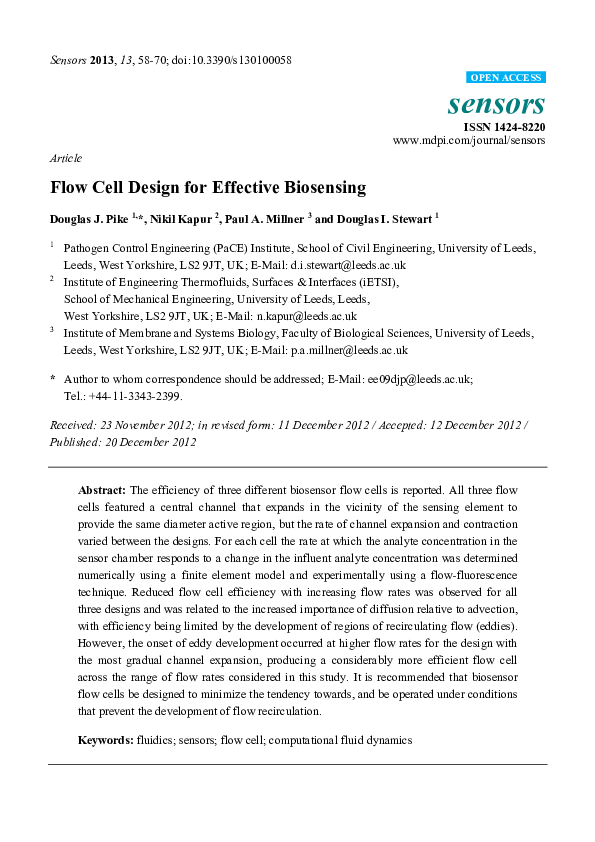 (PDF) Flow Cell Design for Effective Biosensing