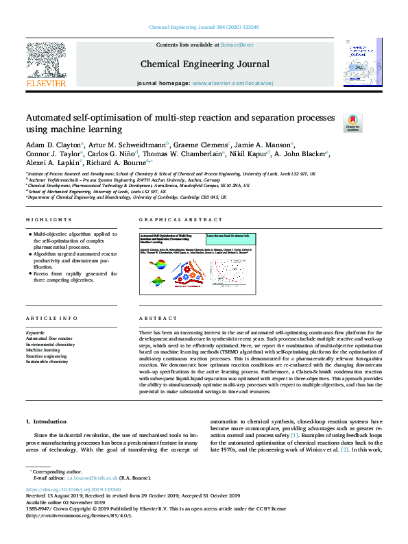 (PDF) Automated self-optimisation of multi-step reaction and separation ...
