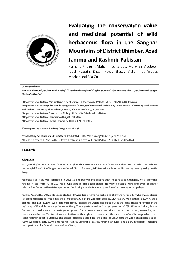 (PDF) Evalua&ng the conserva&on value and medicinal poten&al of wild ...