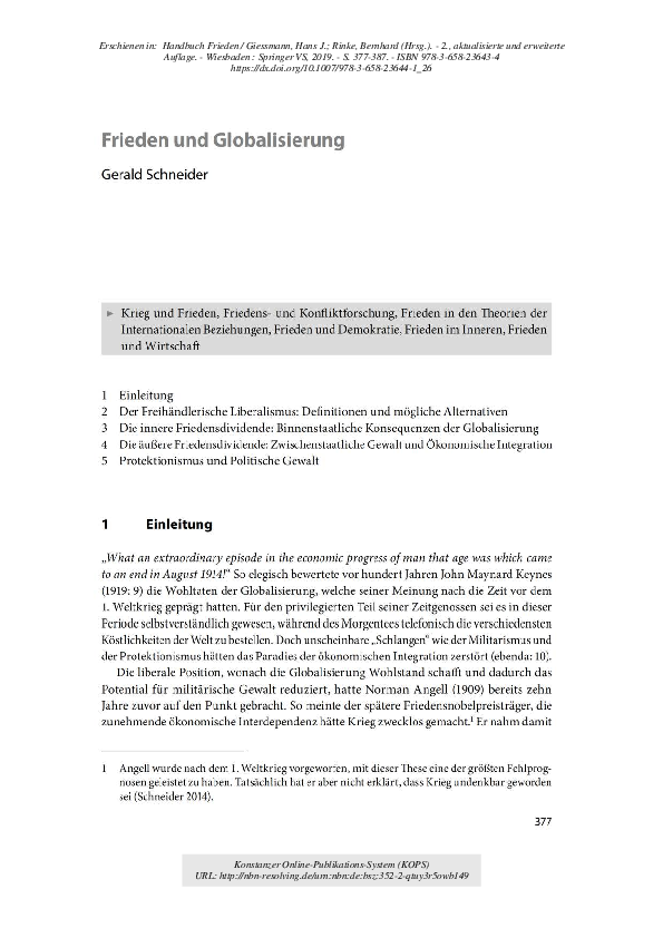(PDF) Frieden und Globalisierung