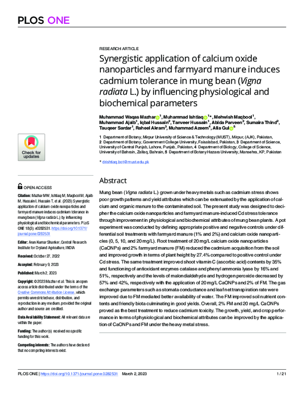 (PDF) Calcium oxide nanoparticles on vigna sp yield