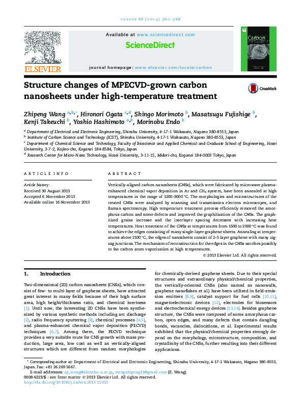 (PDF) Structure changes of MPECVD-grown carbon nanosheets under high ...
