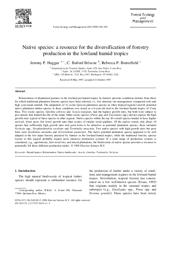 (PDF) Native species: a resource for the diversification of forestry ...