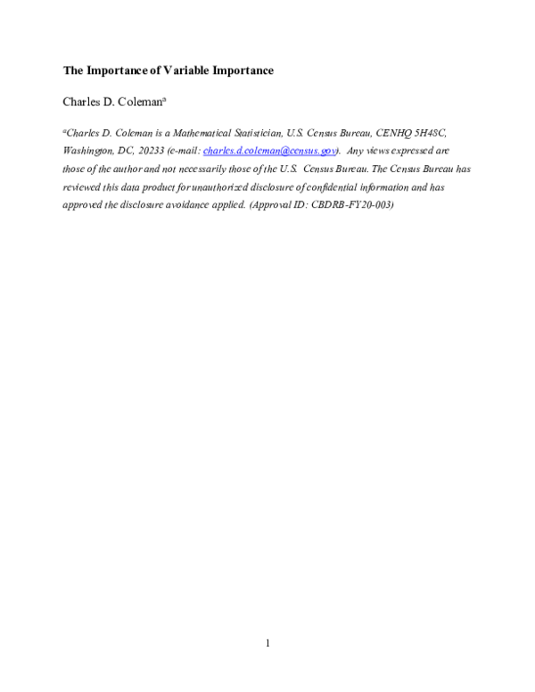 (PDF) The Importance of Variable Importance