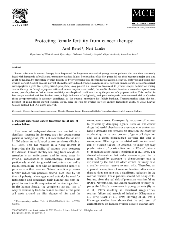 (PDF) Protecting female fertility from cancer therapy