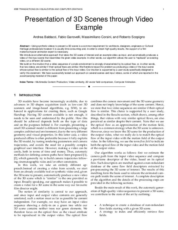 (PDF) Presentation of 3D Scenes through Video Example