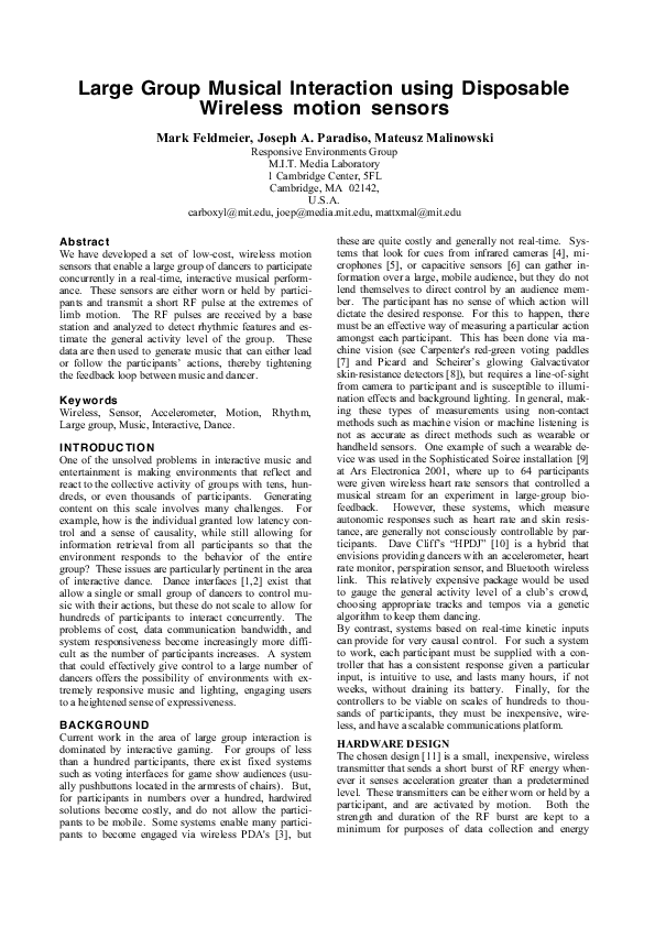 (PDF) Large Group Musical Interaction using Disposable Wireless motion ...
