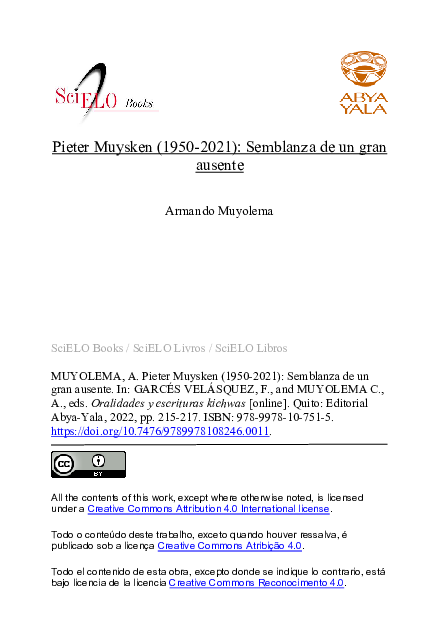 (PDF) Pieter Muysken (1950-2021): Semblanza de un gran ausente