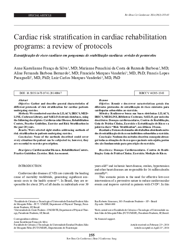 (PDF) Cardiac risk stratification in cardiac rehabilitation programs: a ...
