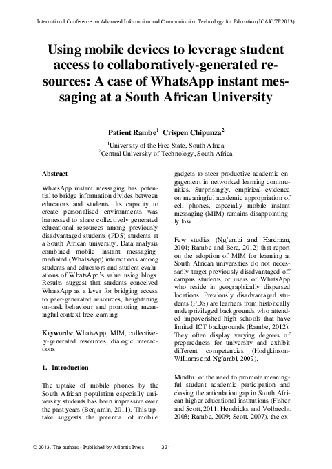 (PDF) Using mobile devices to leverage student access to ...