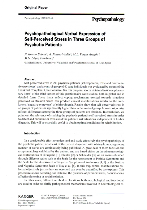 (PDF) Psychopathological Verbal Expression of Self-Perceived Stress in ...