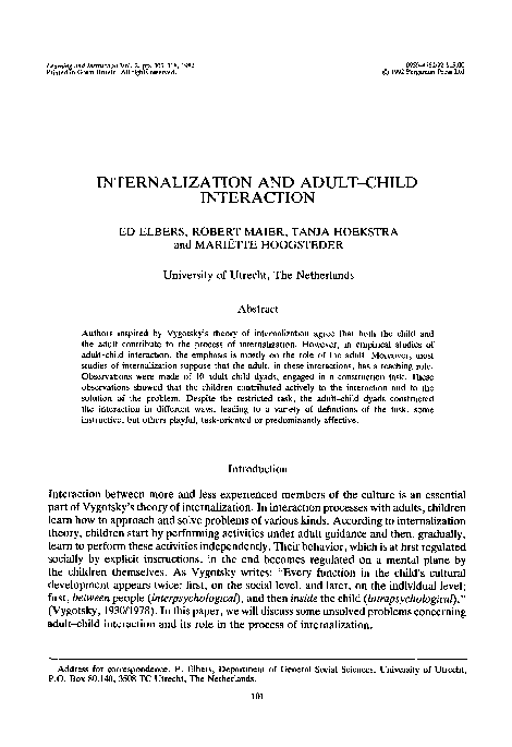 (PDF) Internalization and adult-child interaction