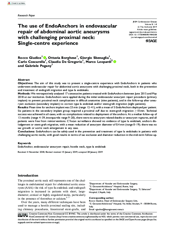 (PDF) The use of EndoAnchors in endovascular repair of abdominal aortic ...