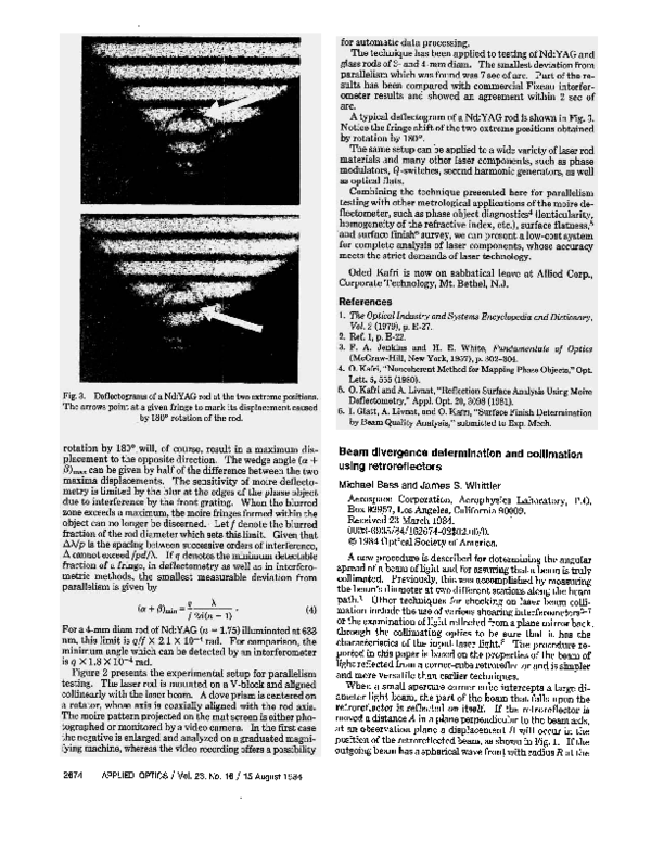 (PDF) Beam divergence determination and collimation using retroreflectors