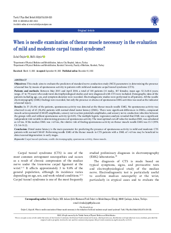 (PDF) When is needle examination of thenar muscle necessary in the ...
