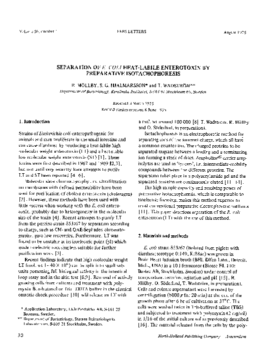 (PDF) Separation of E. coli heat‐labile enterotoxin by preparative ...
