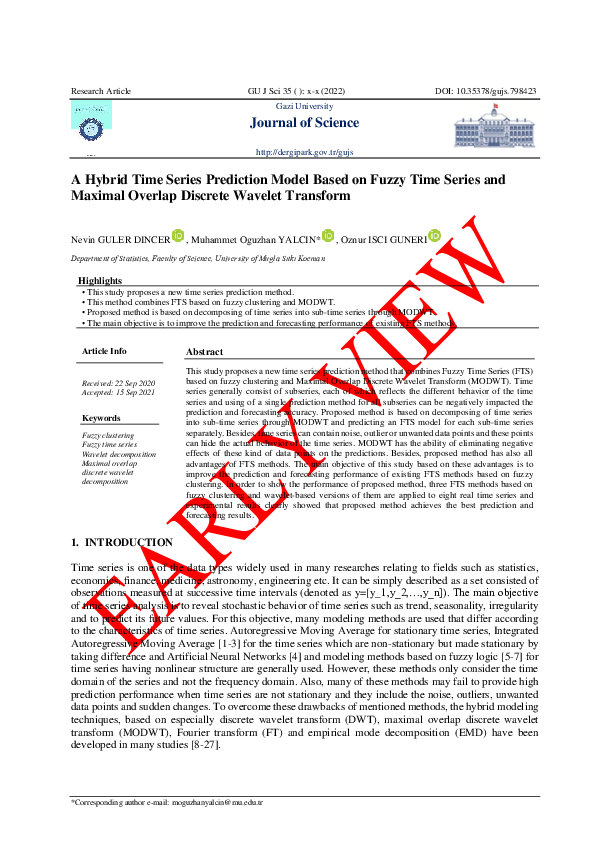 (PDF) A Hybrid Time Series Prediction Model Based on Fuzzy Time Series and Maximal Overlap ...