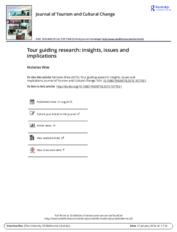 (PDF) Tour Guiding Research: Insights, Issues and Implications