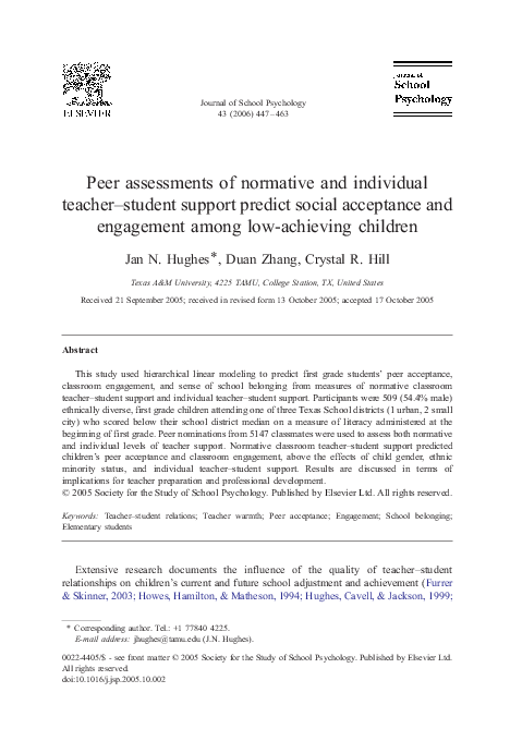 (PDF) Peer assessments of normative and individual teacher–student ...