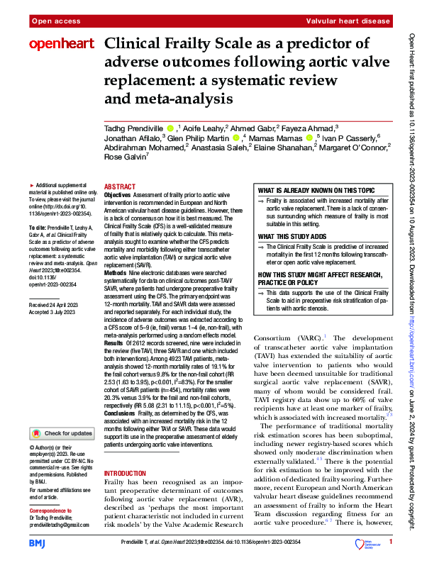 (PDF) Clinical Frailty Scale as a predictor of adverse outcomes ...