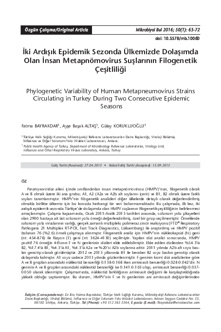 (PDF) Phylogenetic Variability of Human Metapneumovirus Strains ...