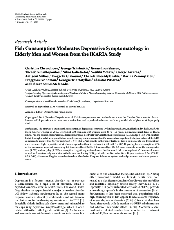 (PDF) Fish consumption moderates depressive symptomatology in elderly ...